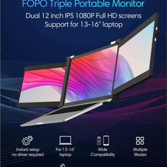 FOPO | Computers, Laptops & Parts | Triple Portable Monitor Black ...